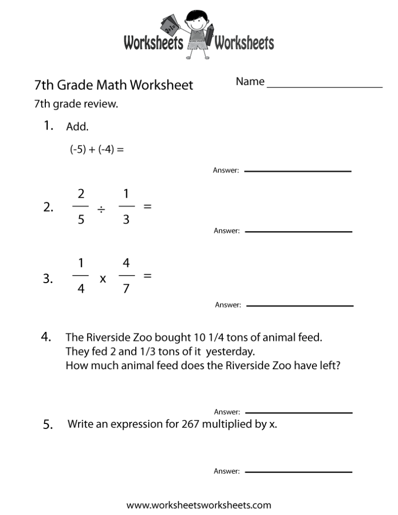 7th Grade Free Printable Worksheets | Ronald Worksheets