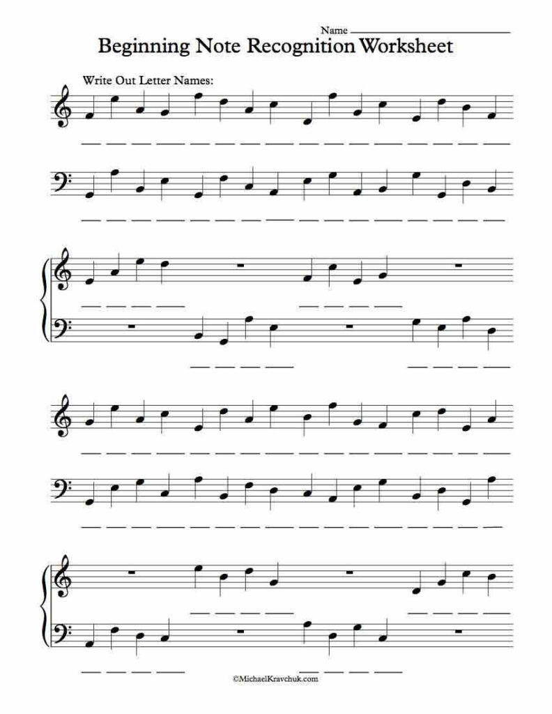 Beginner Piano Exercises Worksheets Printable | Ronald Worksheets