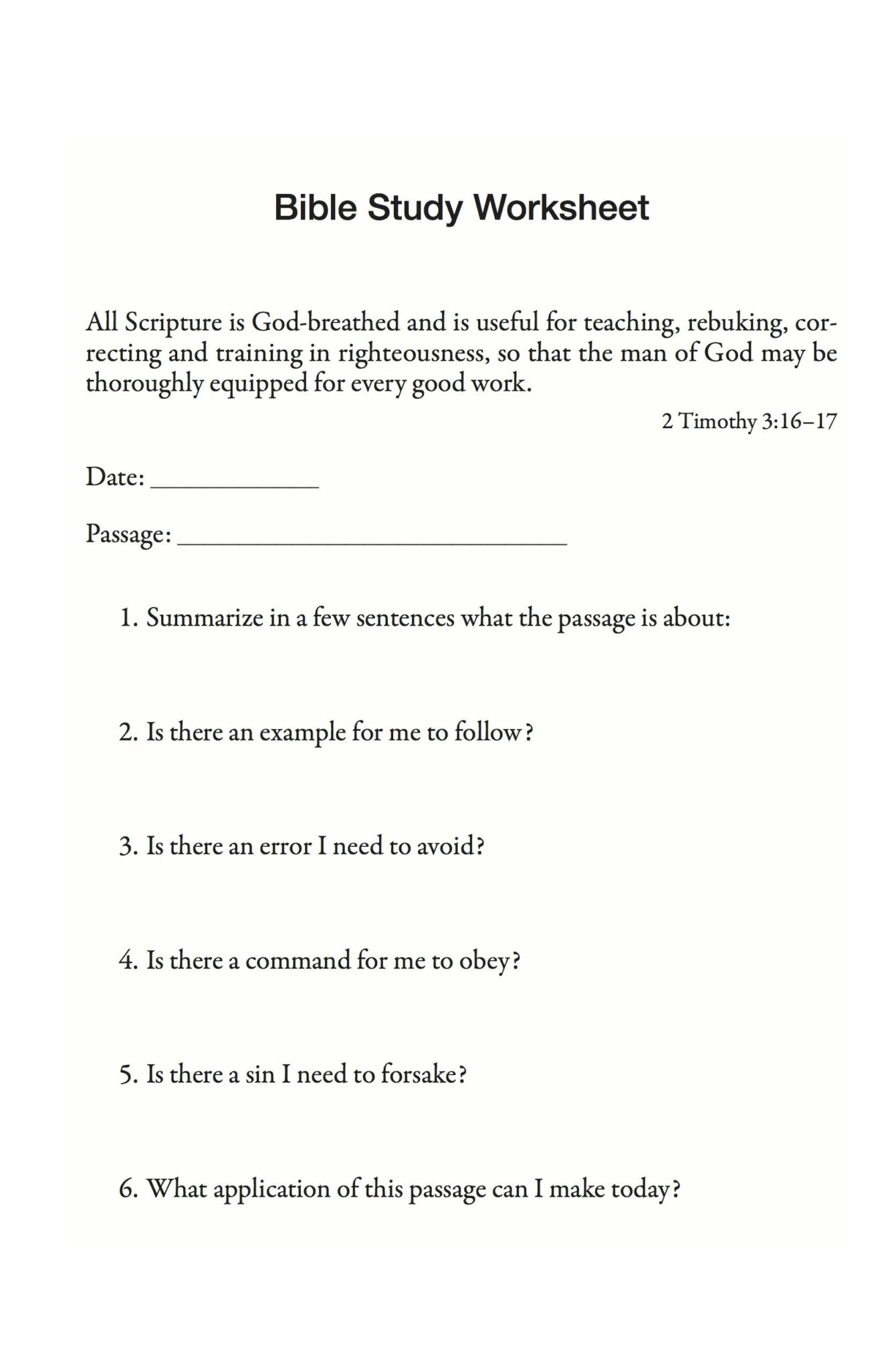 Christian Study Class Get To Know Work Worksheets Printable | Ronald ...