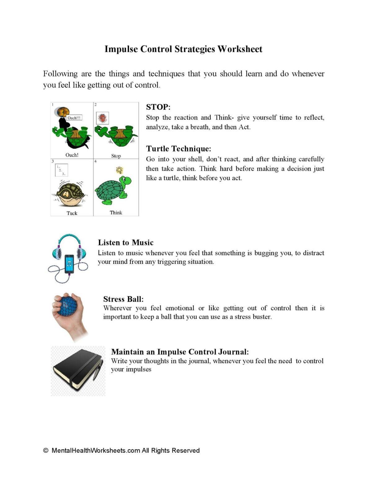 Free Printable Impulse Control Worksheets | Ronald Worksheets