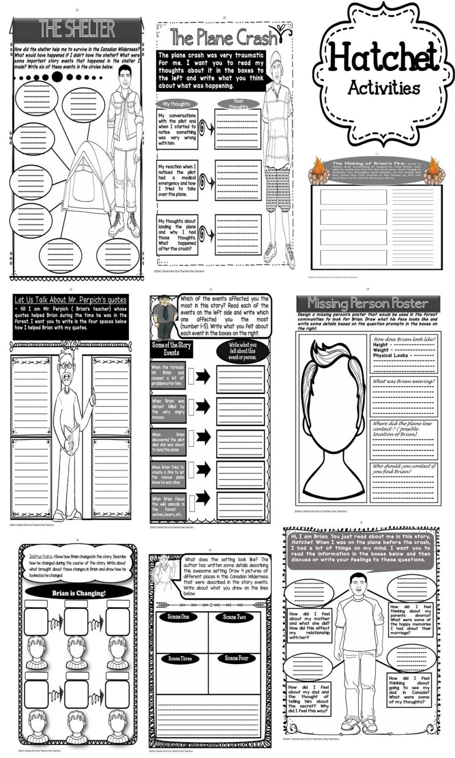 Hatchet Worksheets Printable Pdf | Ronald Worksheets