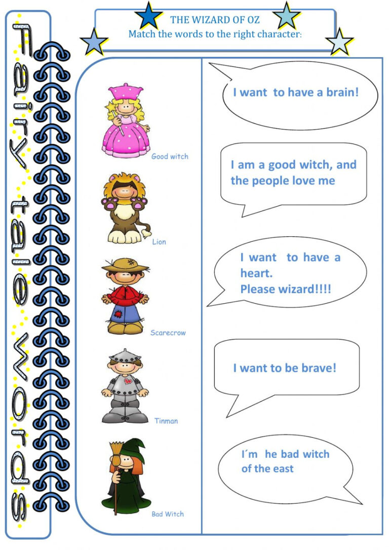 The Wizard Of Oz Worksheets Printable | Ronald Worksheets