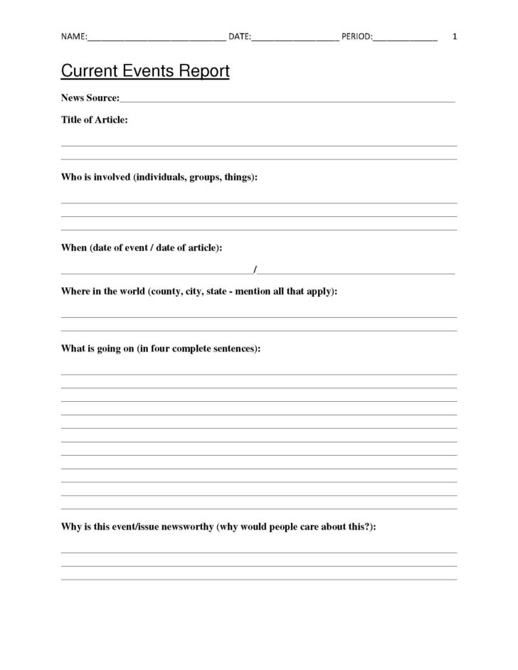Worksheets Printable Current Events Template | Ronald Worksheets