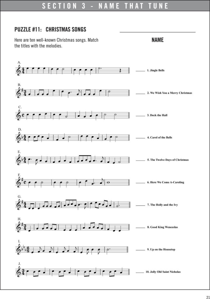 Name That Tune Christmas Songs Worksheet | Ronald Worksheets