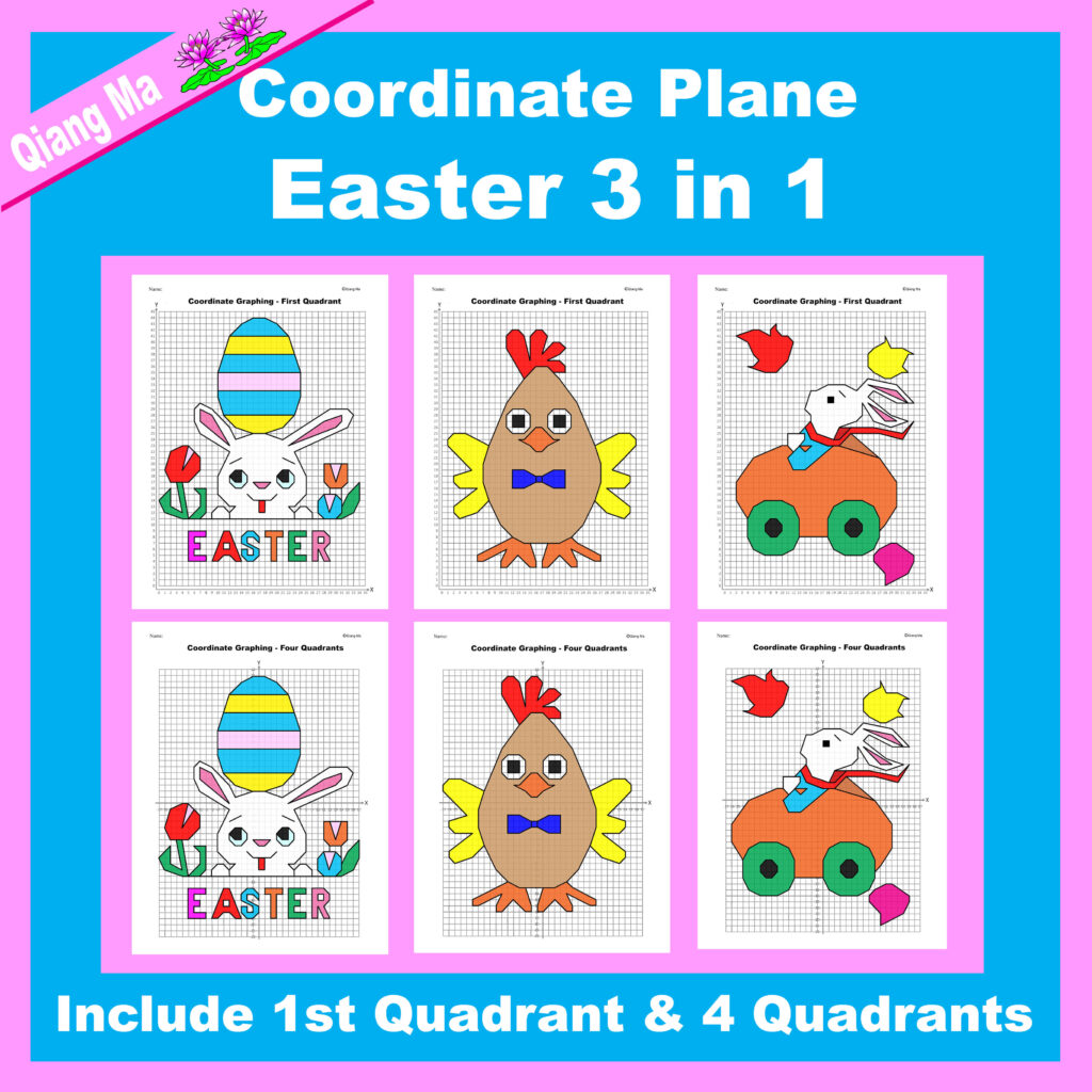 Easter Coordinate Plane Graphing Picture- Easter Bundle 3 In 1 In ...