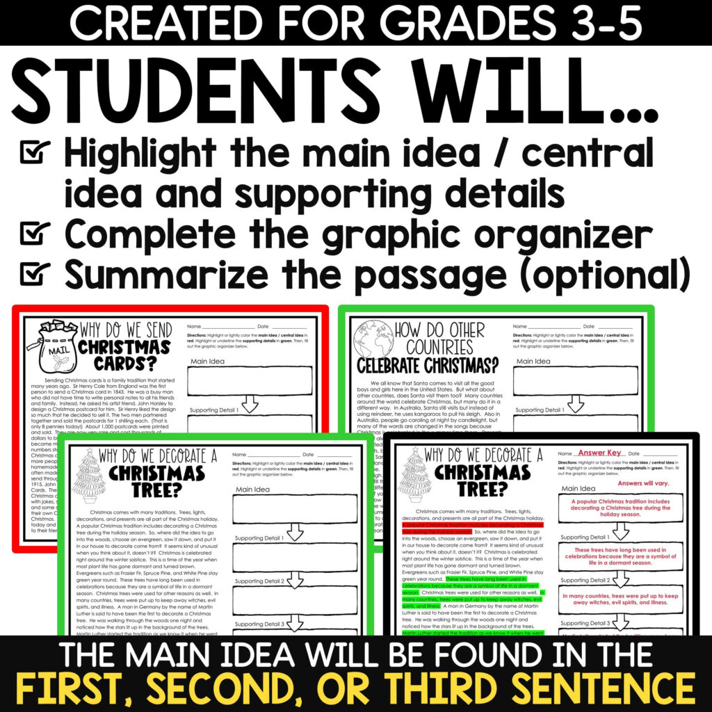 Christmas Main Idea Worksheets | Ronald Worksheets