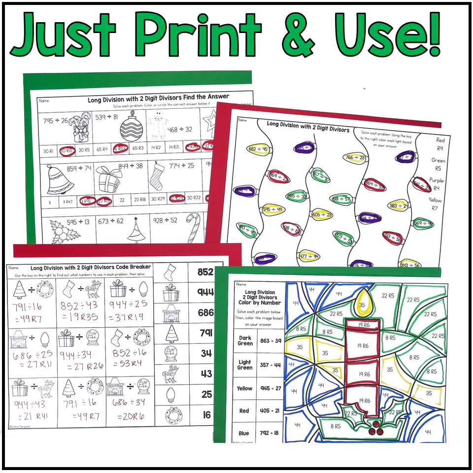 Christmas Long Division Worksheets | Ronald Worksheets